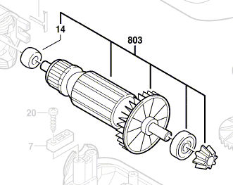 rotor induit PSE 180 E / PSE 150 Bosch pièce-détachée 2604011924