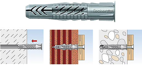 Chevilles universelles nylon UX5x30R UX6x35R UX6x50R UX8x50R Fischer
