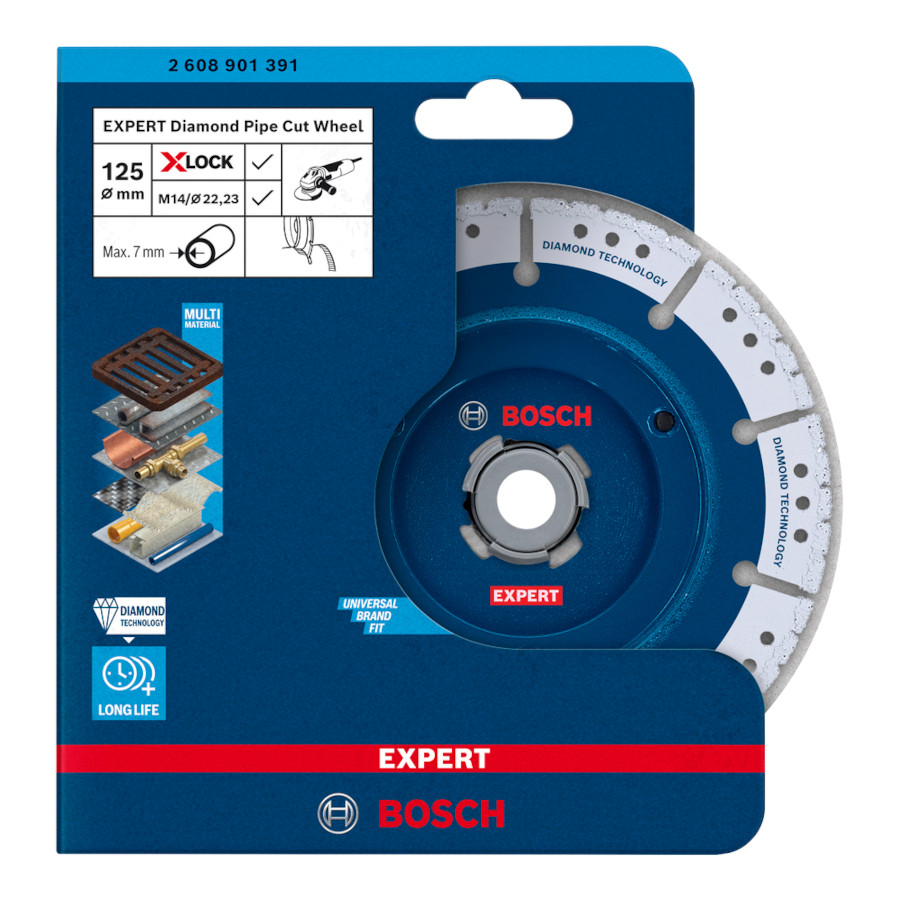 Disque diamant tronconnage biseautage Diamond Pipe Cut XLock 125mm Bosch
