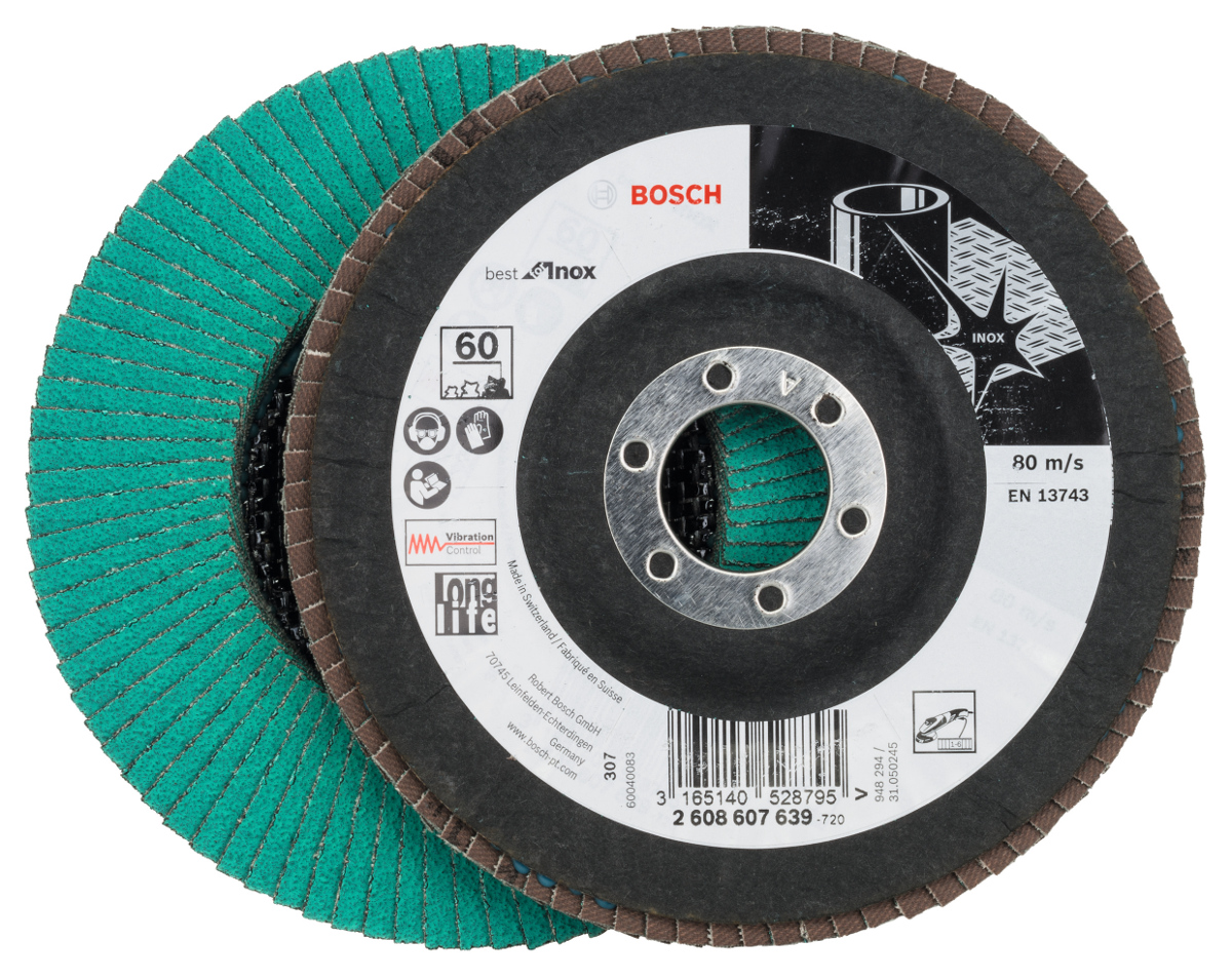 disque abrasif lamelles inclinées 125 inox Bosch meuleuse angle 2608607638