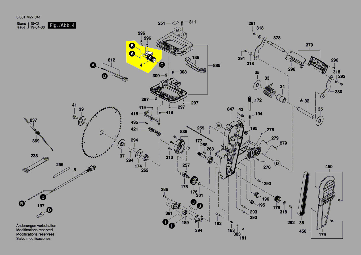 Interrupteur scie onglet GCM10GDJ GCM12GDL Bosch pièce 1609B06720