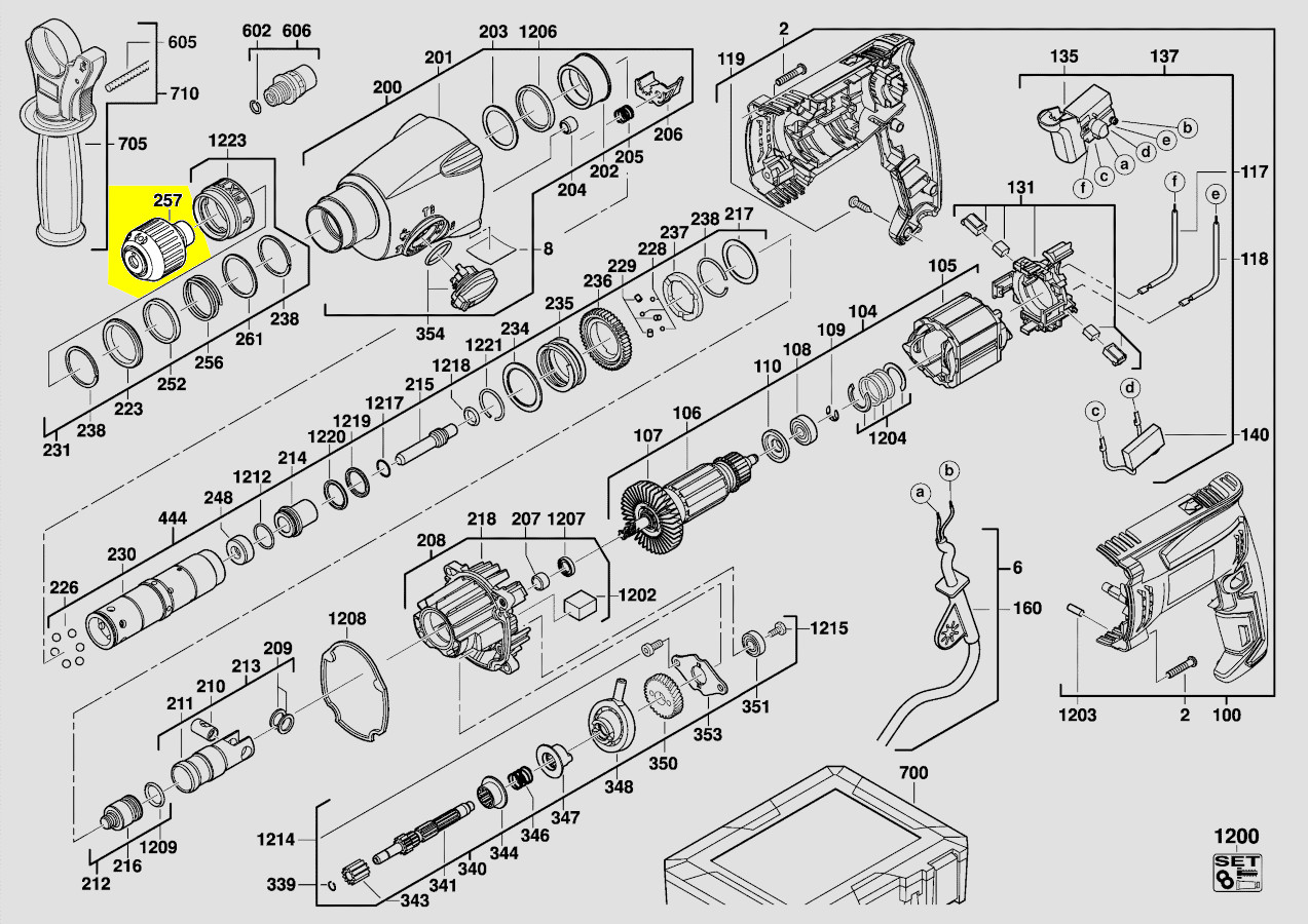 mandrin SDS plus fixtec perforateur KH24XE AEG pièce détachée 304116001
