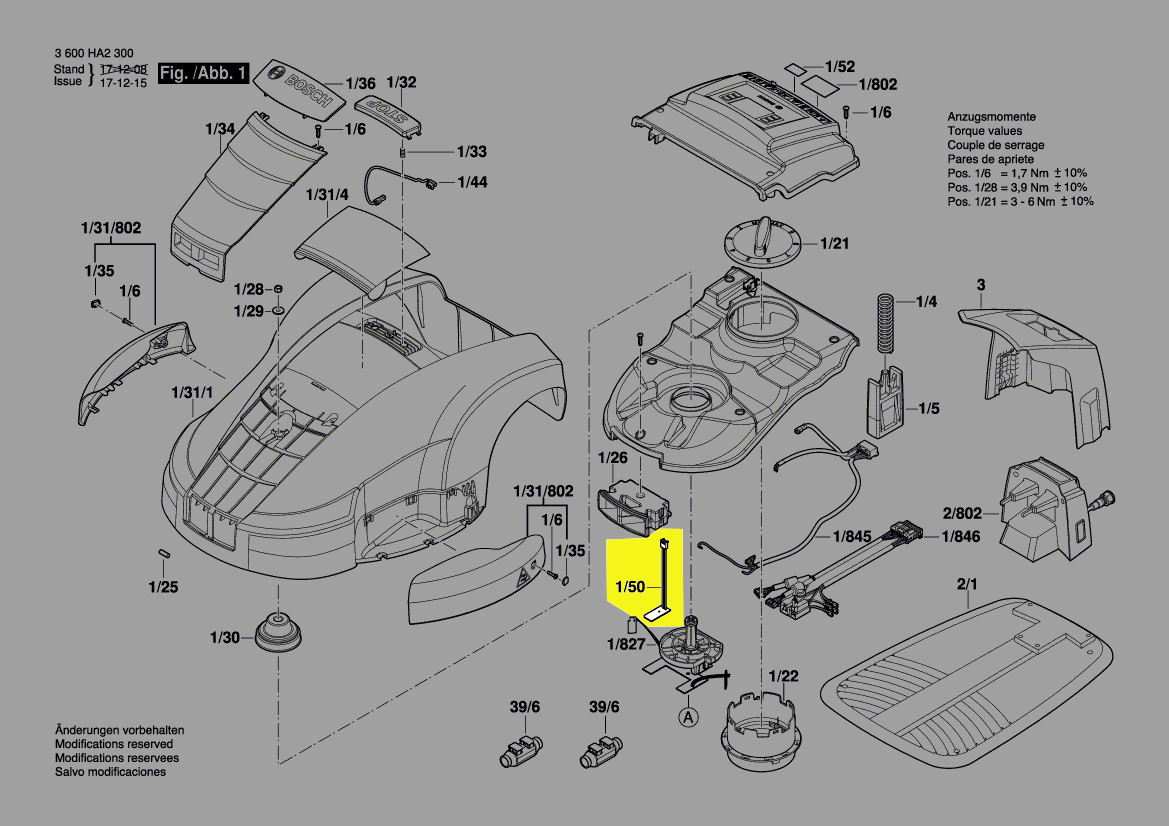 platine électronique indego 1000 1100 1200 1300 13C 800 850 Bosch F016L68893