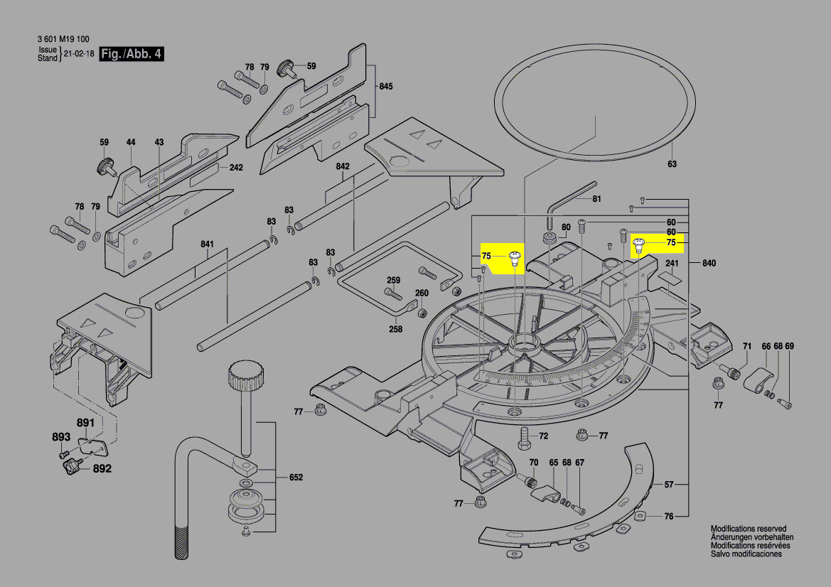 vis plaque encoche GCM8SDE GCM8SJL scie onglet Bosch 1609B04067