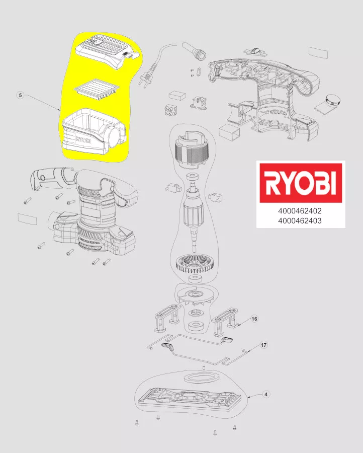 collecteur bac poussière RSS280-S ponceuse vibrante Ryobi 5131041226