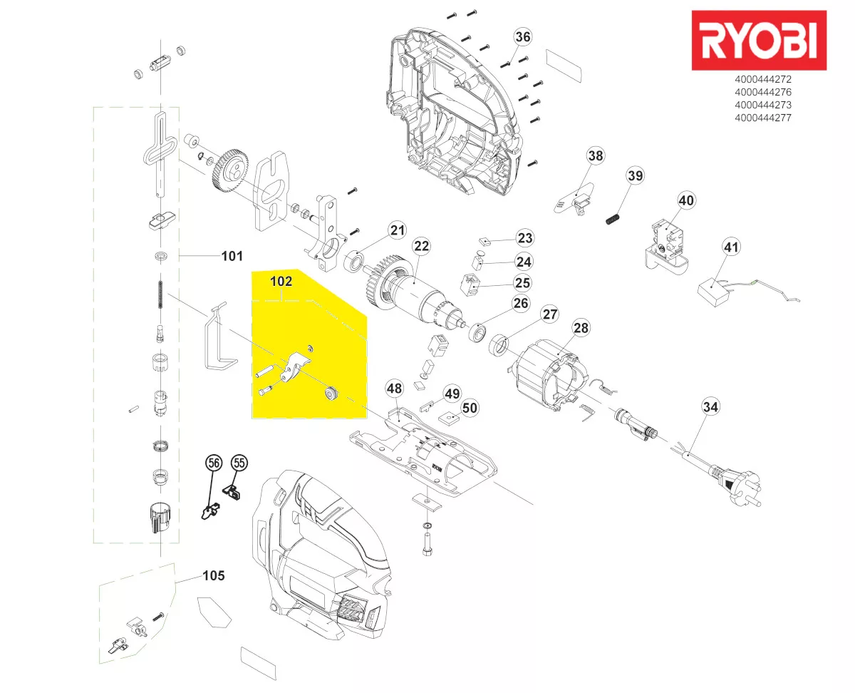 galet guide-lame RJS750G Ryobi pièce détachée scie-sauteuse 5131032190