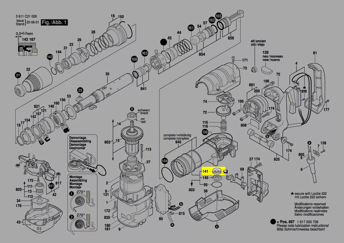 Joint perforateur GBH5-40DCE GBH5-40DE GSH5E Bosch pièce 1610290066