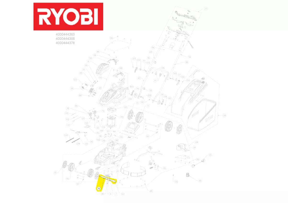 lame tondeuse gazon RLM18C34H25 OLM1834H Ryobi 34cm RAC413