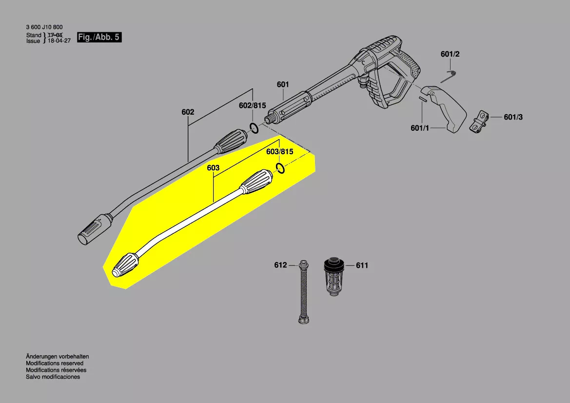 lance jet rotatif GHP5-75X GHP500X Bosch pièce détachée F016L73384