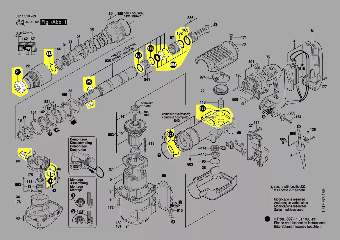 Kit-entretien GSH5E burineur marteau-piqueur Bosch pièces 1617000431