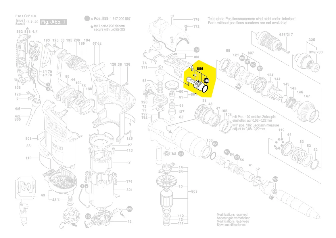 Piston perforateur GBH4-32DFR Bosch 1618700093 pièce détachée