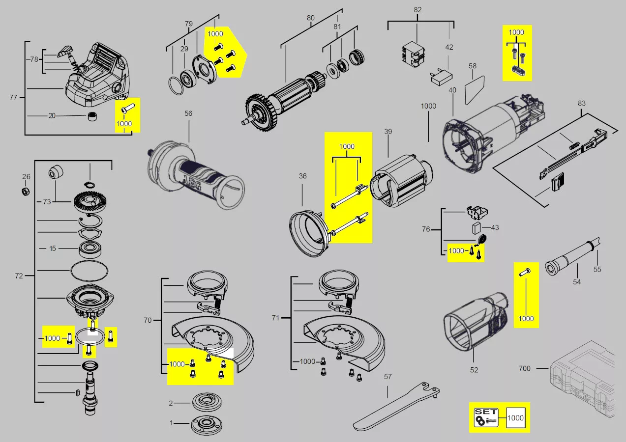 vis carter meuleuse WS10-125SK WS10-115SK WS9-125 WS9-115 AEG 4931428741
