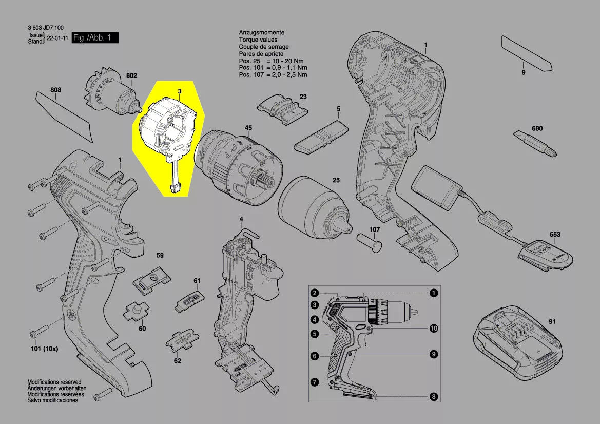 stator GSB18V-45 GSR18V-45 UniversalDrill UniversalImpact18V-60 Bosch ...